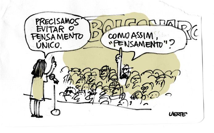 Pensamento único e os fãs de Bolsonaro. Por Laerte Coutinho