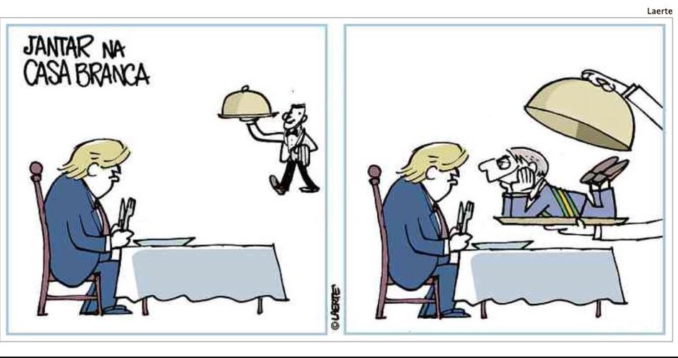 Charge: Jantar de Bolsonaro na Casa Branca. Por Laerte