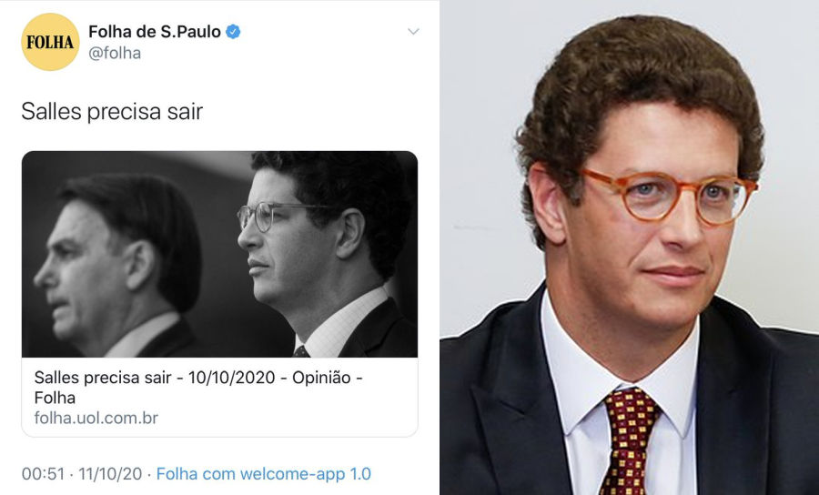 Salles ironiza editorial que pede sua demissão: "Digo à Folha que fico"