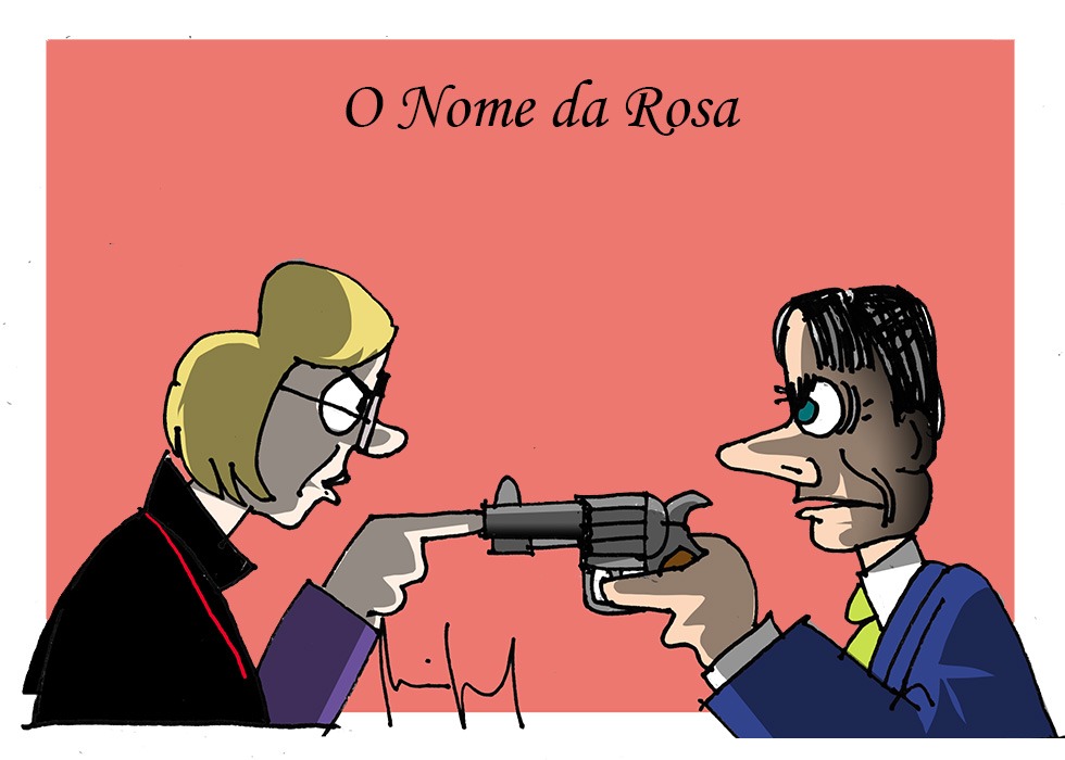 Charge: O nome da Rosa. Por Miguel Paiva