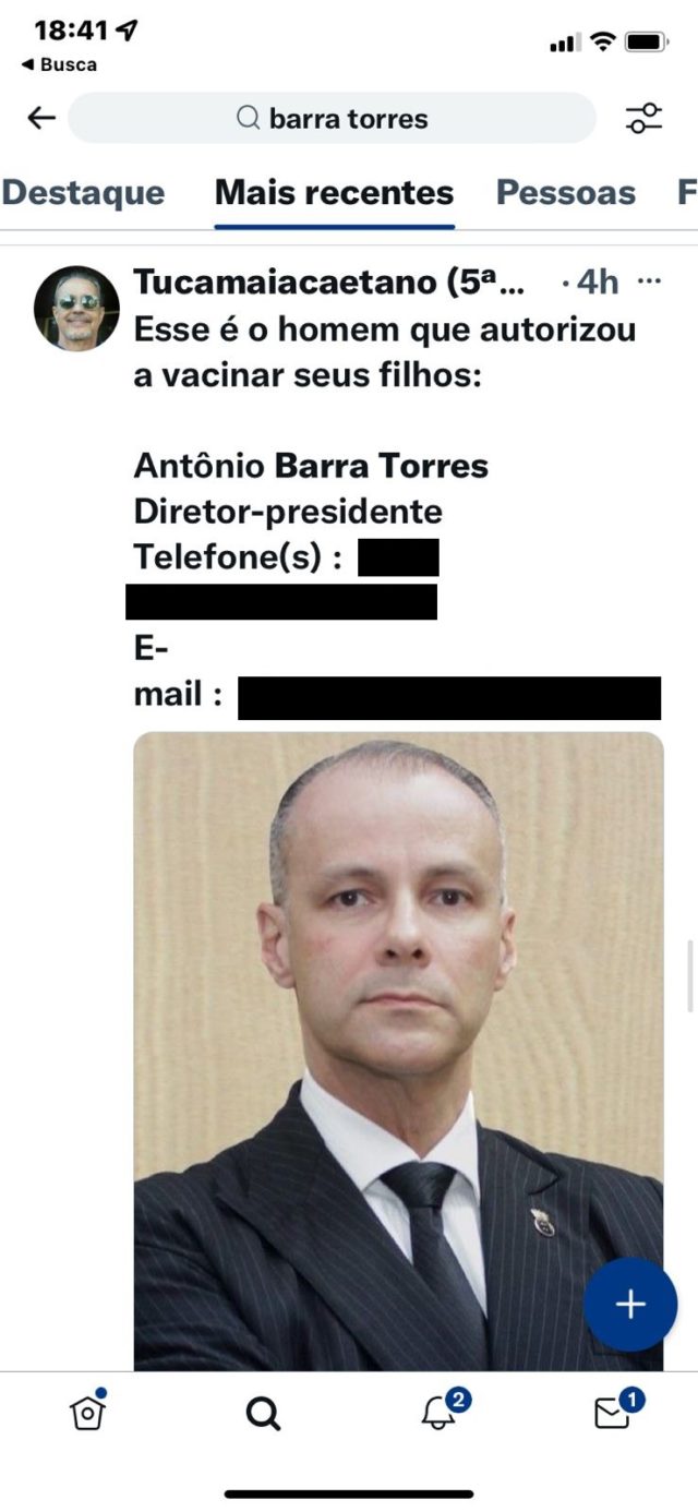 Bolsonaristas Expõem Dados De Presidente Da Anvisa Após Liberação De