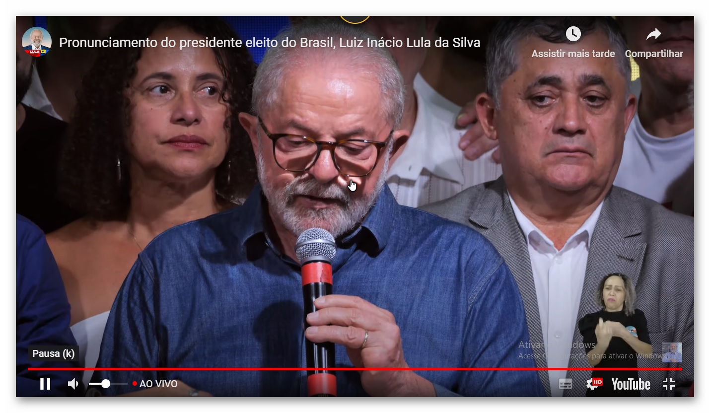 Ao Vivo: O primeiro pronunciamento de Lula como presidente eleito